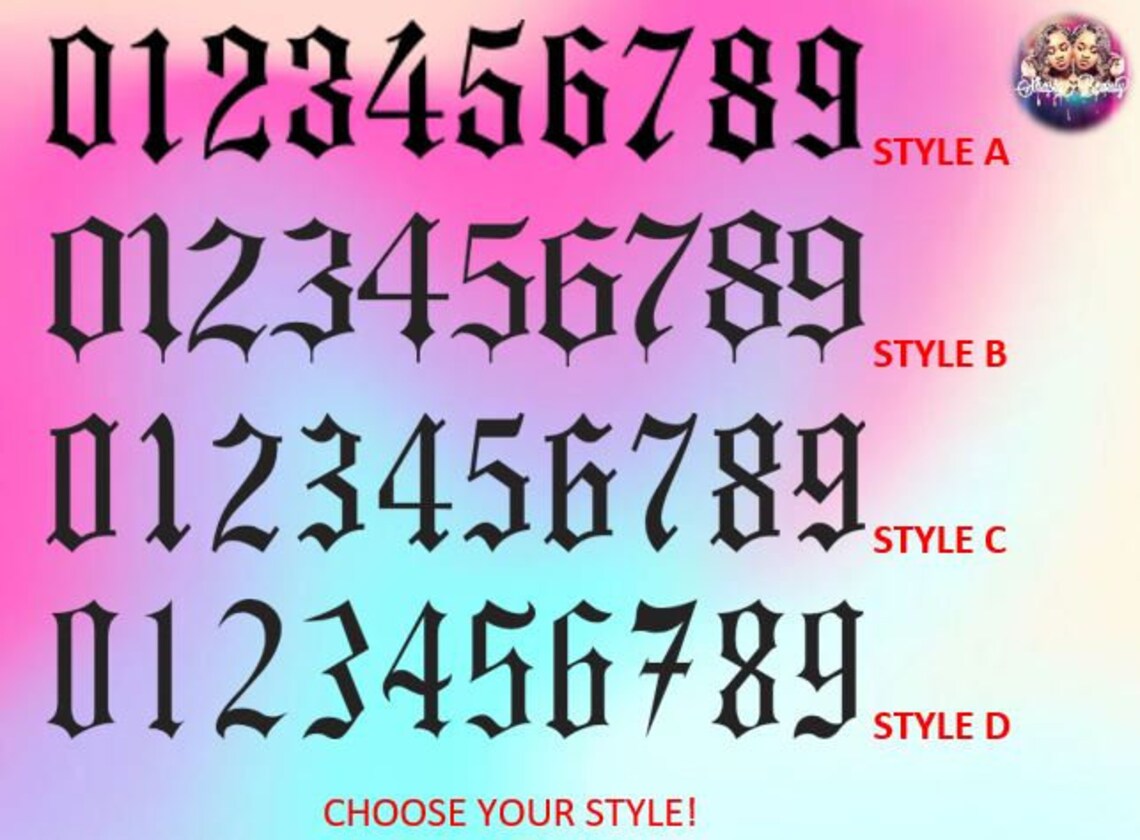 Variety Style Old English Numbers Nail Decals - Etsy