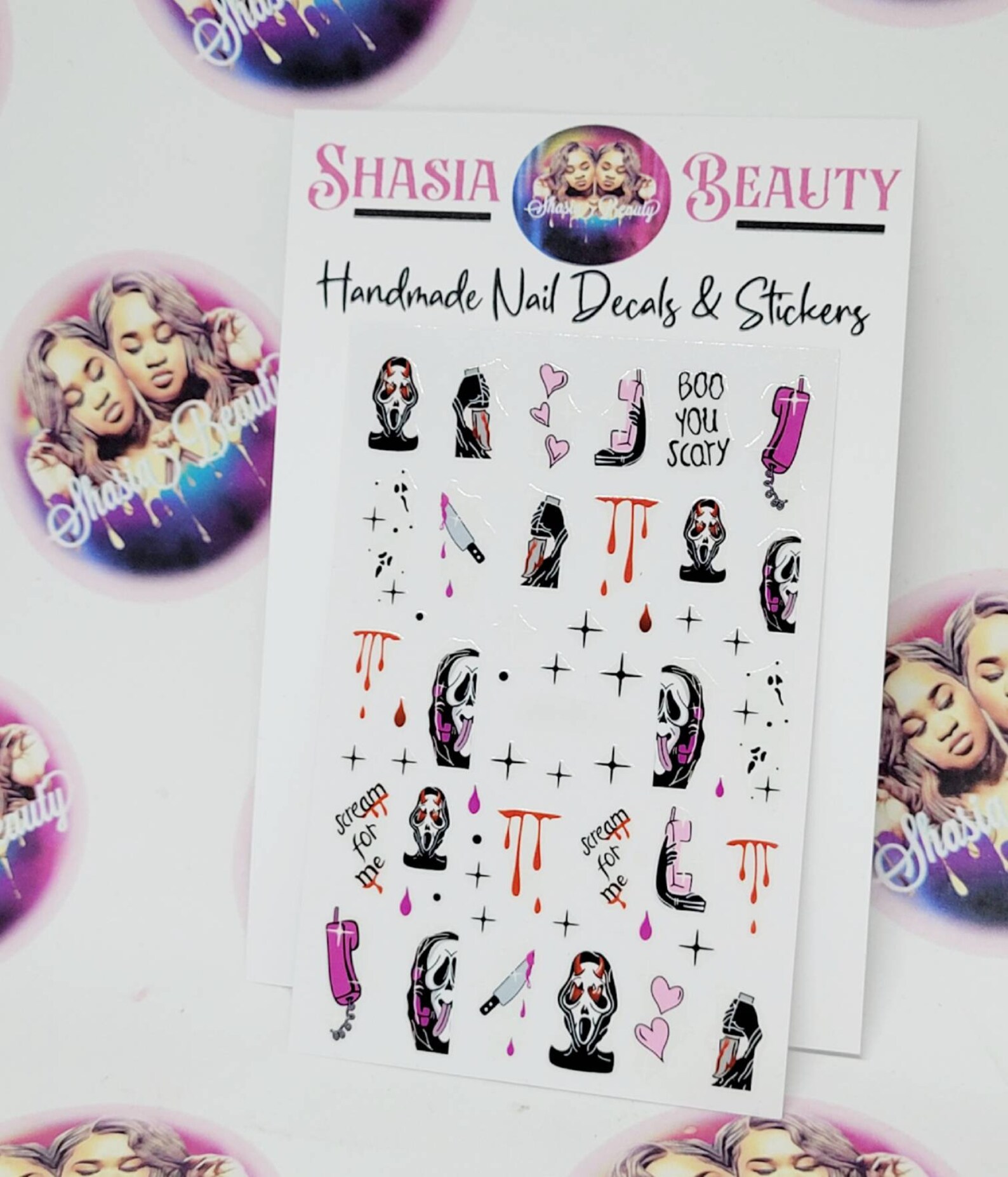 Ghostface Boo Nail Sticker or Nail Decal Optionpink Scream - Etsy