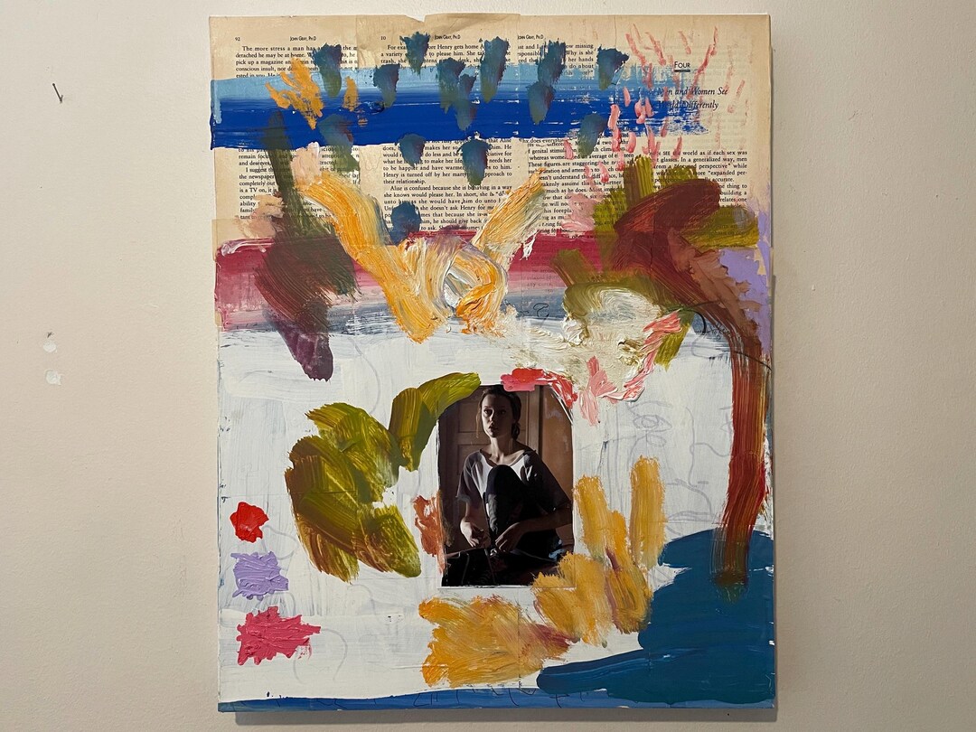 16x20" Original Mixed Media Collage Painting on Stretched Canvas | Oil ...