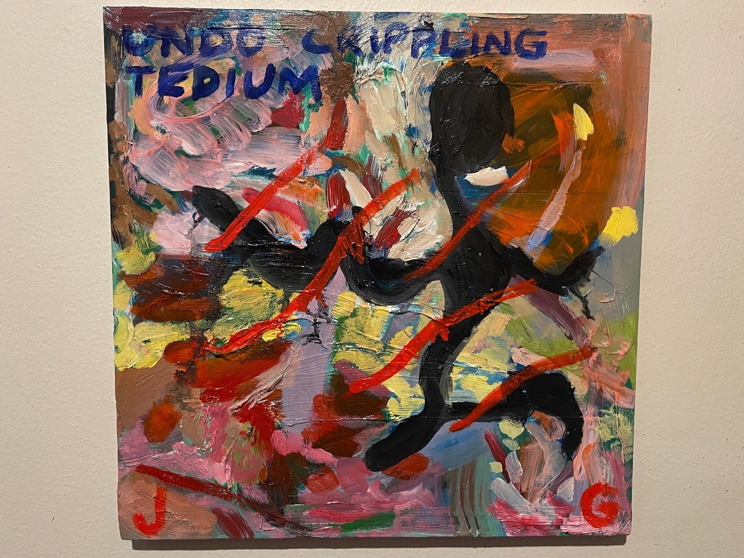 12x12” Original Oil Painting | Abstract Figure on Bright Background ...