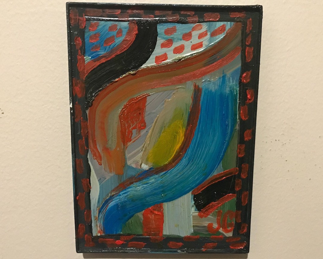 Original Abstract Oil Painting in Frame | Impasto Brushstroke Emphasis ...