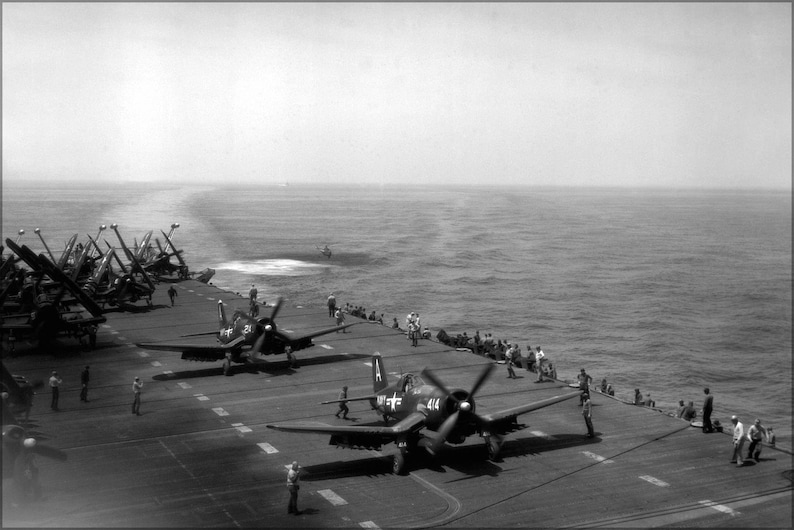Poster, Many Sizes Available; Uss Boxer (cv-21) Vought F4U-4 Corsair Vf ...