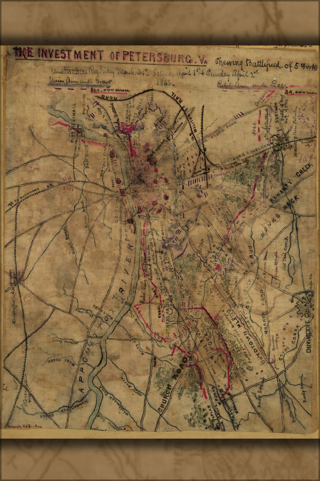 Poster, Many Sizes Available; Map of Battle Investment Petersburg ...