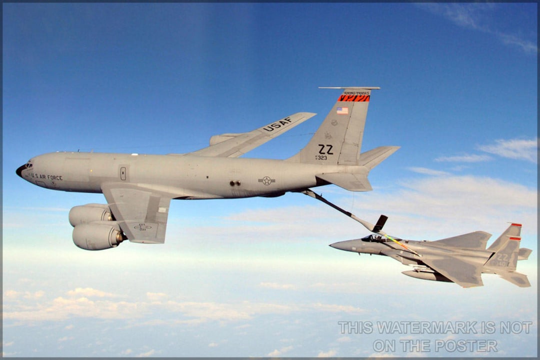 Poster, Many Sizes Available; Kc-135 Stratotanker Refuels an F-15 Eagle ...
