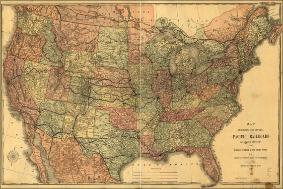 Poster Many Sizes Available Map of Transcontinental - Etsy