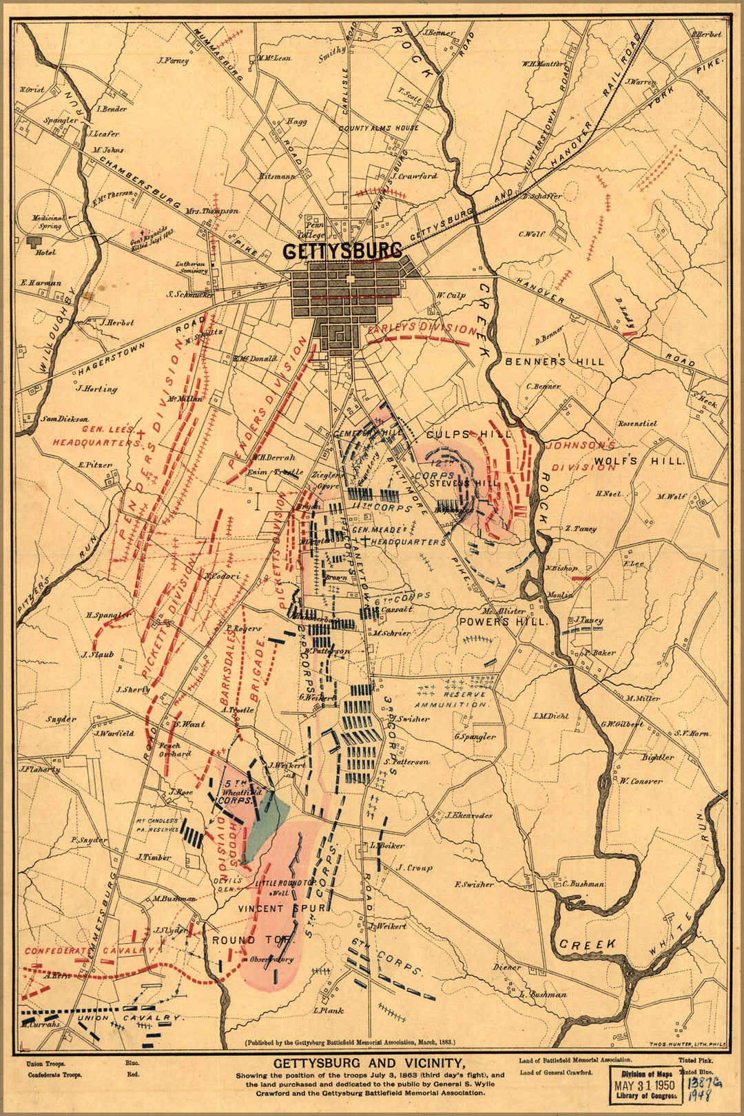 Poster, Many Sizes Available; Map of Battle of Gettysburg on Third Day ...