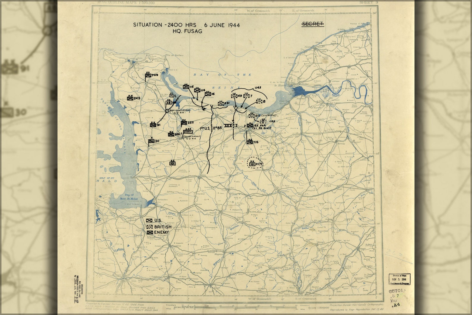 Poster, Many Sizes Available; Map June 6, 1944 Normandy Invasion D-day ...