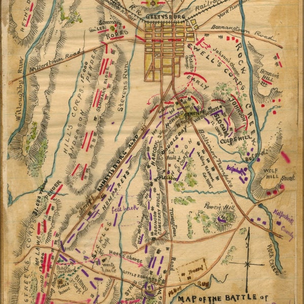 Gettysburg Battle Map - Etsy