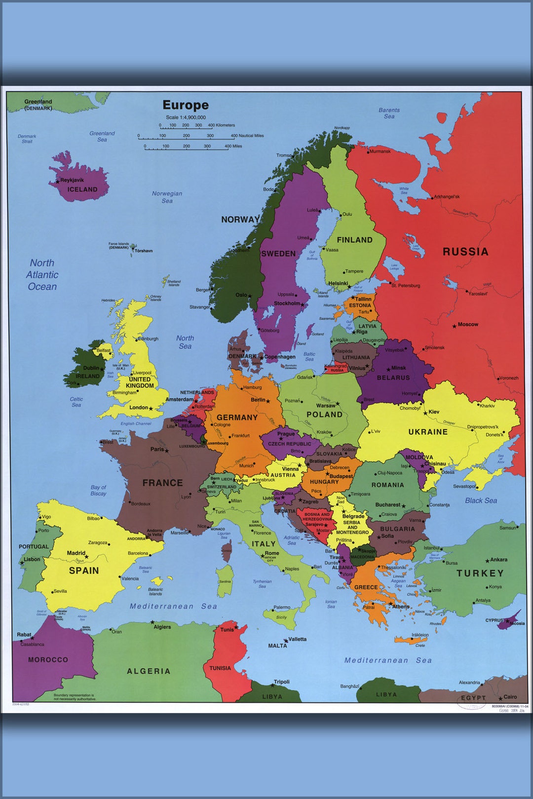 Poster, Many Sizes Available; Cia Map of Europe 2004 - Etsy