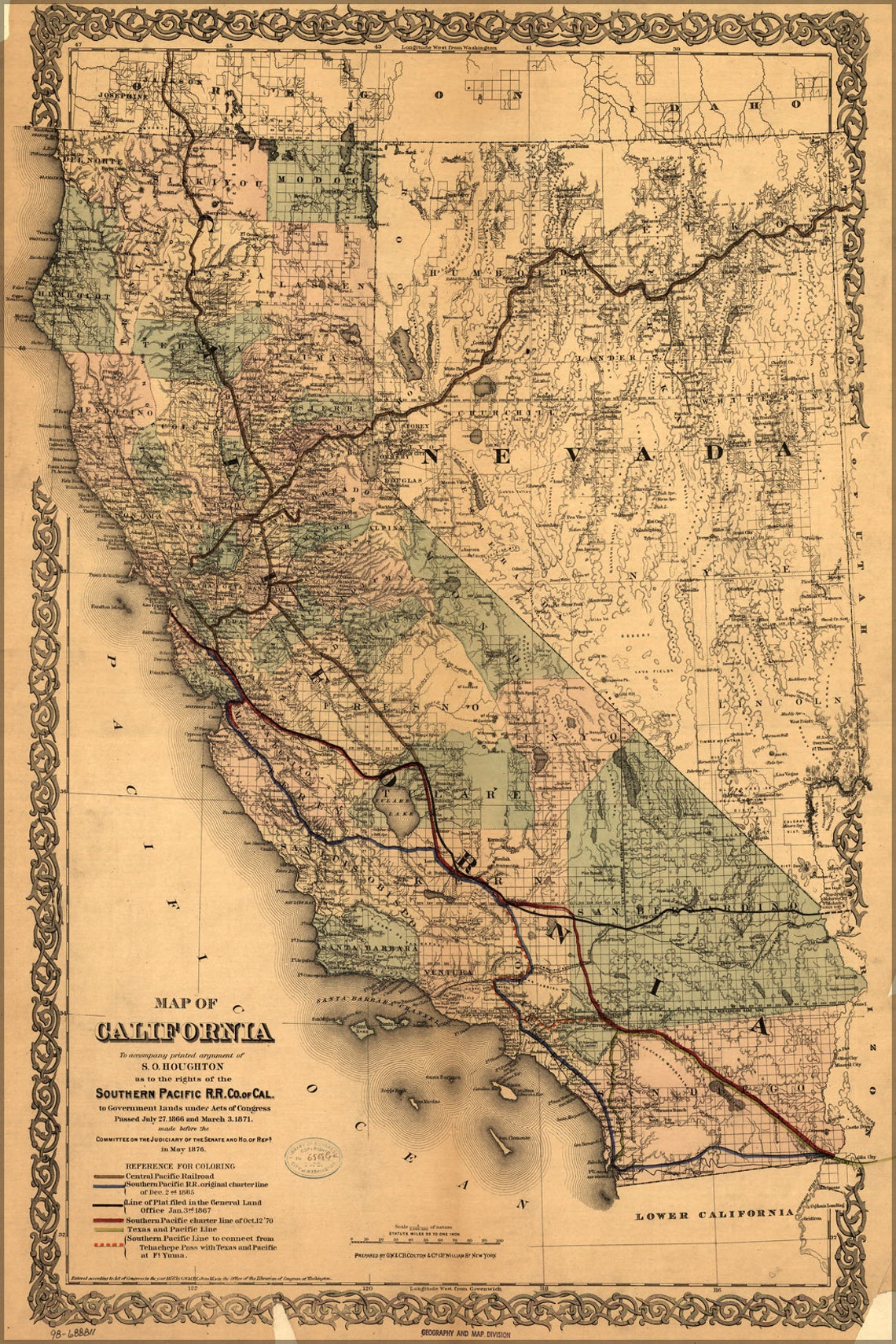 Poster, Many Sizes Available; Map of California 1876 - Etsy