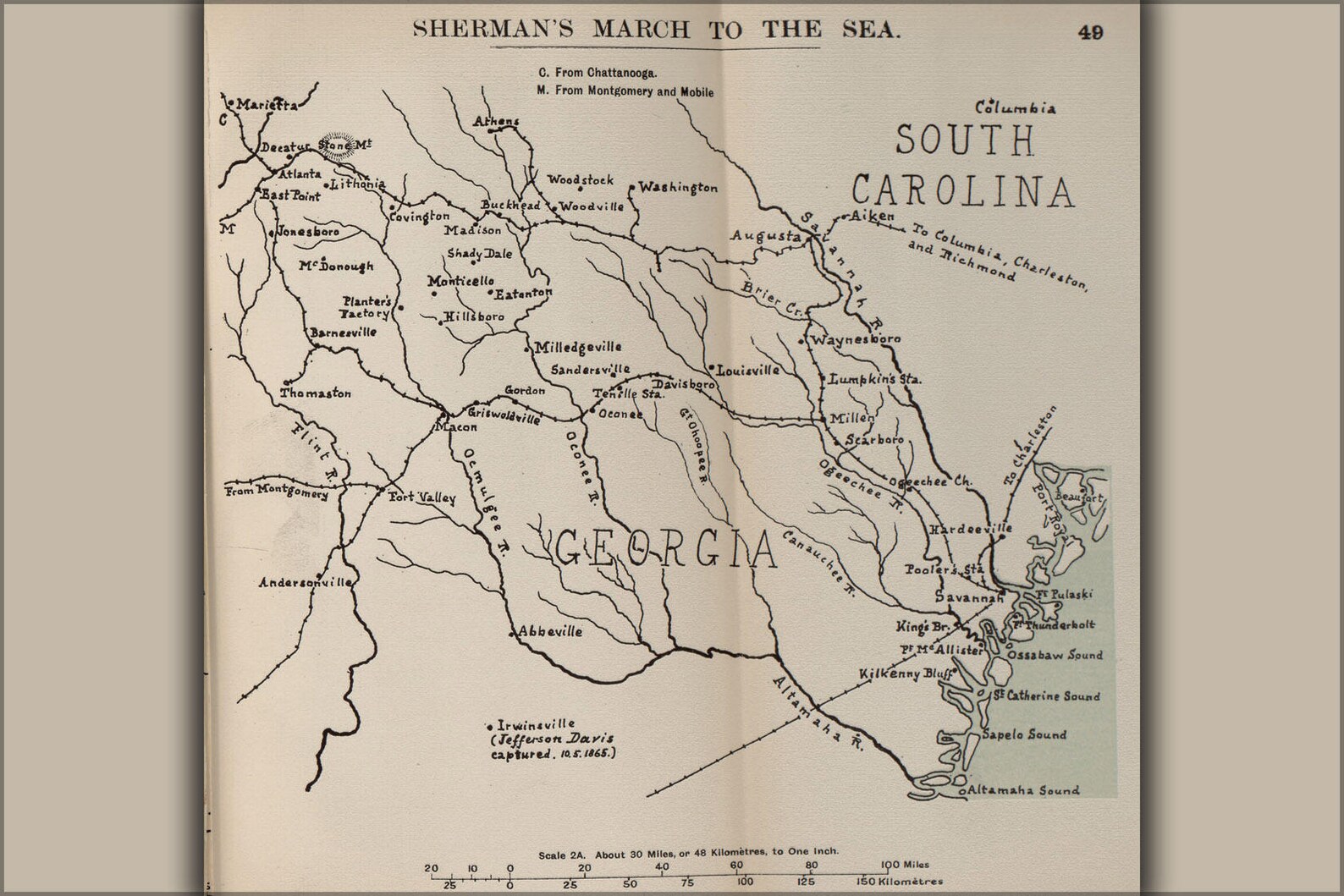 Poster, Many Sizes Available; Map of General Sherman's March to the Sea ...