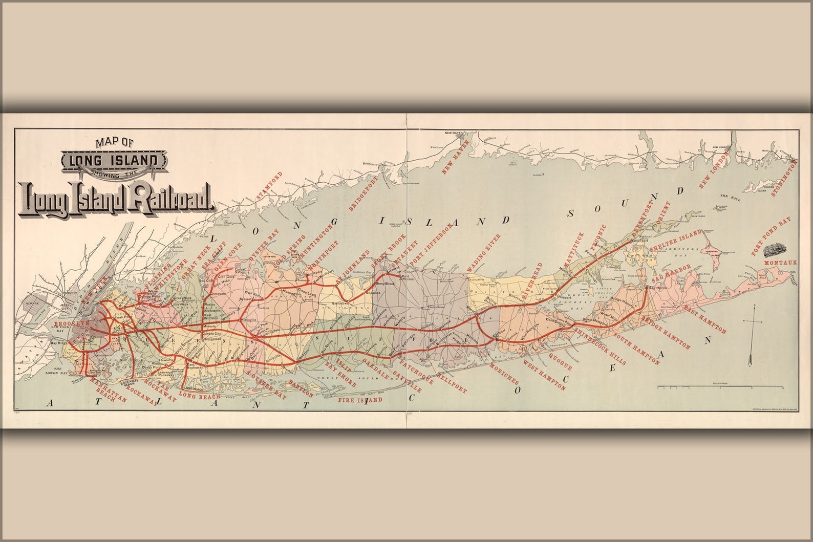 Poster, Many Sizes Available Map of Long Island Railroad New York 1895 ...