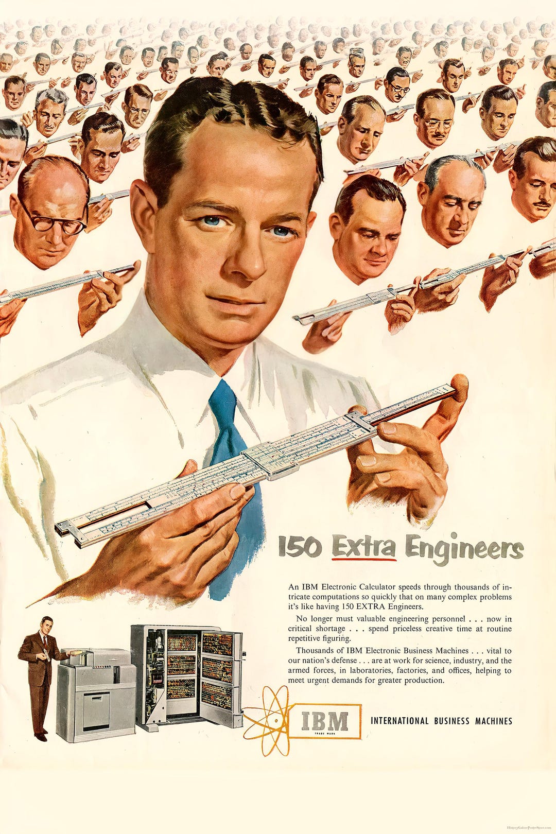 Poster, Many Sizes Available; Ibm 150 Extra Engineers 1951 - Etsy