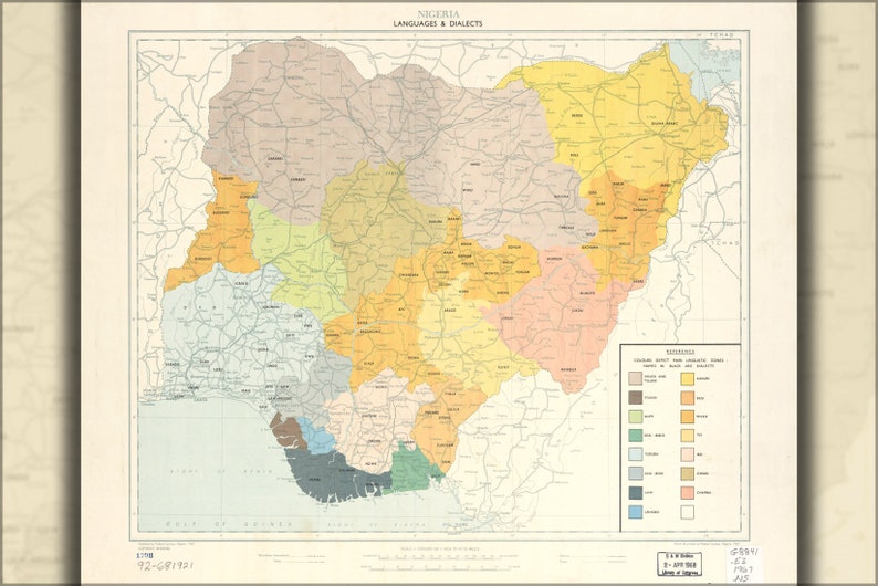 Poster, Many Sizes Available; Map of Nigeria, Languages & Dialects 1967 ...