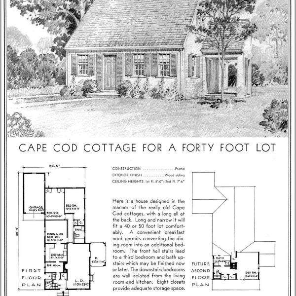Cape Cod House Plans - Etsy