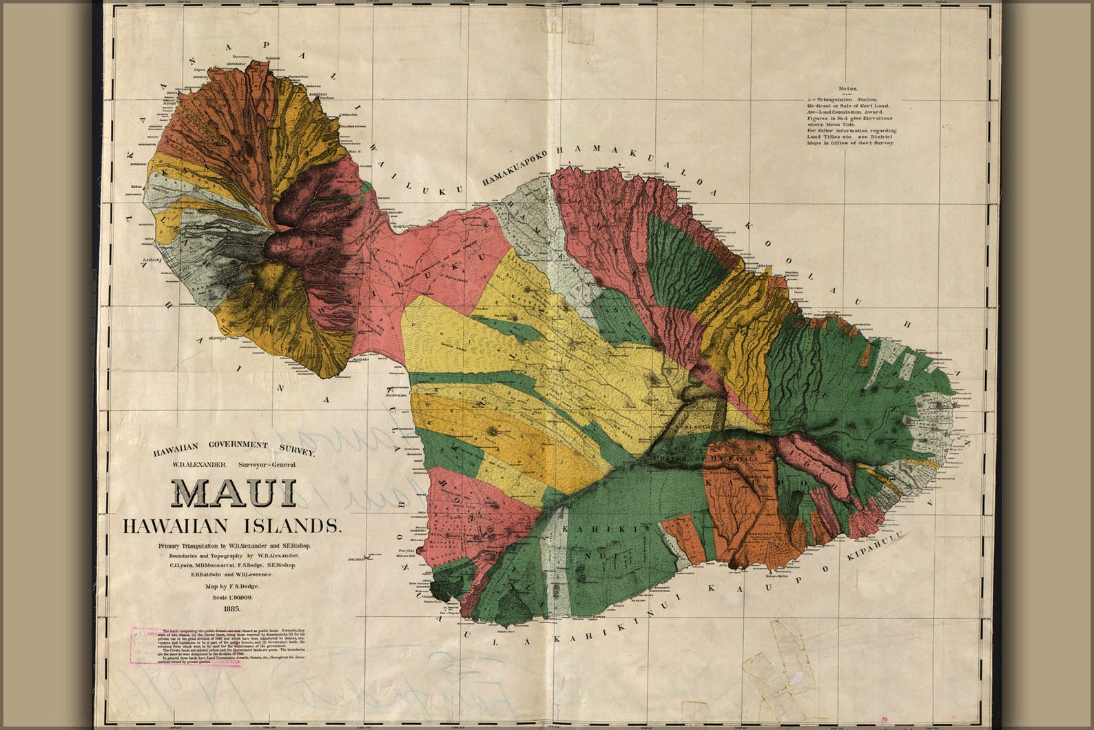 Poster, Many Sizes Available; Map of Maui Hawaii 1885 - Etsy