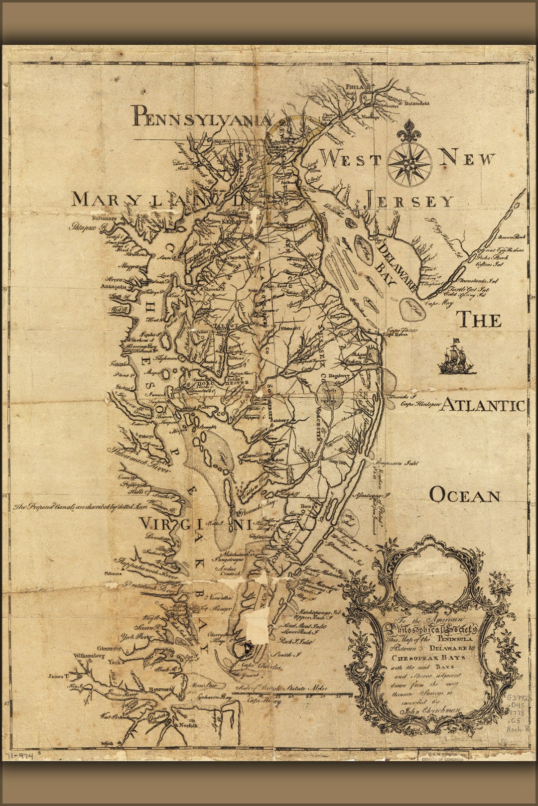 Poster, Many Sizes Available; Map of Delaware Bay & Chesapeake Bay 1778 ...
