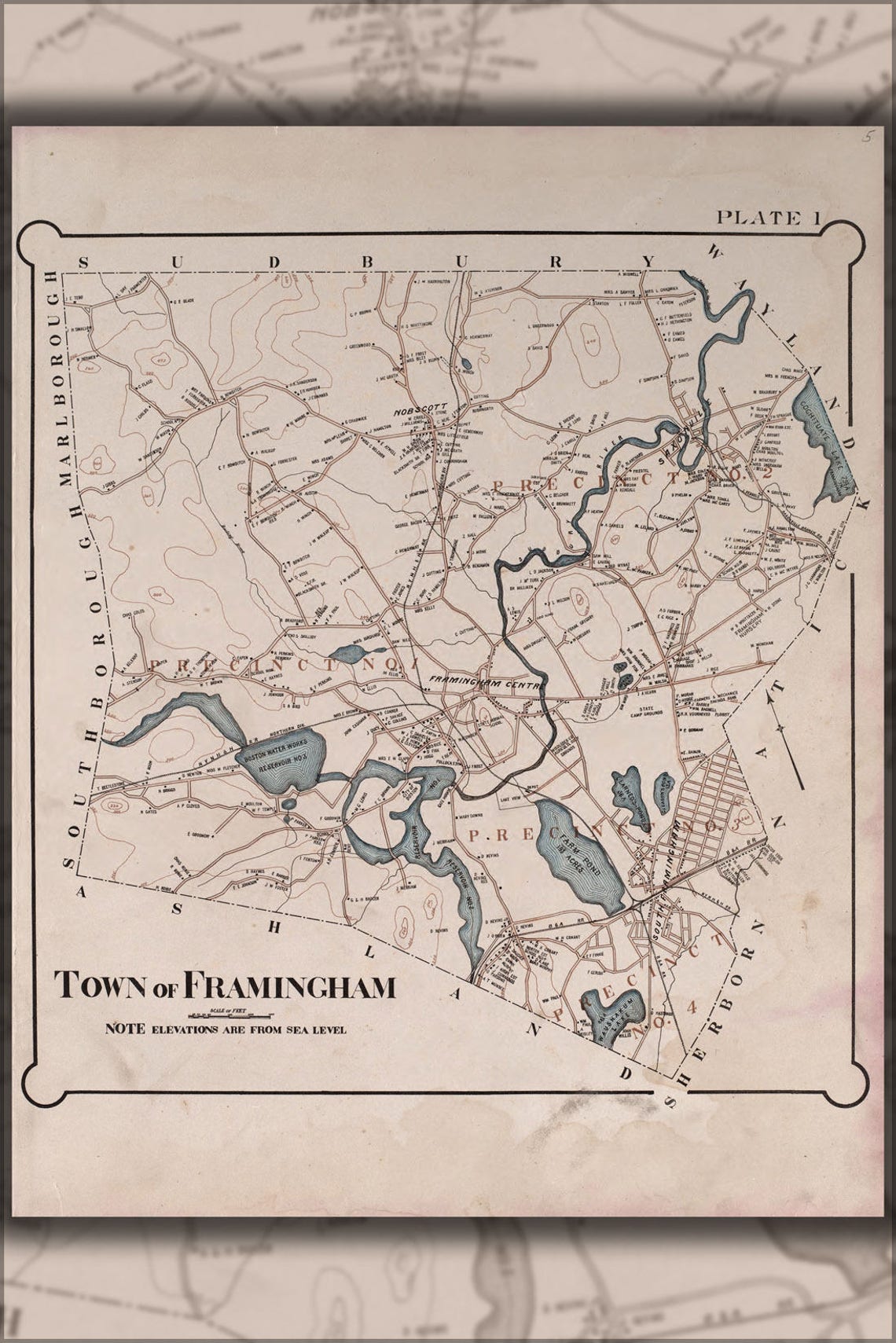 Poster, Many Sizes Available; Map of Framingham Massachusetts 1895 - Etsy