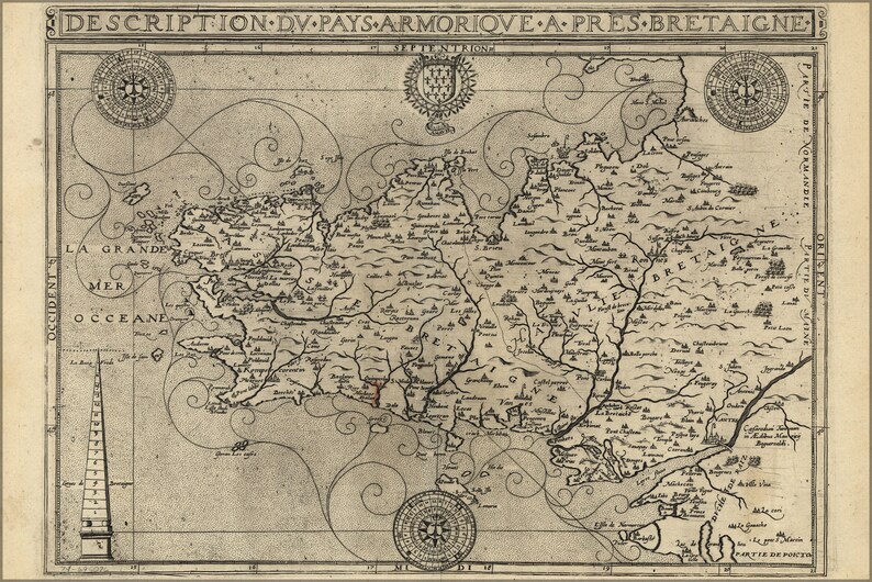 Poster, Many Sizes Available; Map of Brittany France 1594 - Etsy