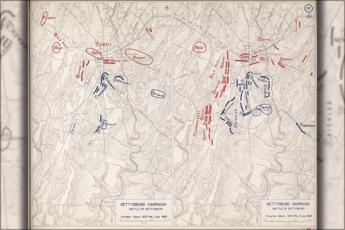 Poster, Many Sizes Available; Battle Map of Gettysburg Campaign, 1863 ...