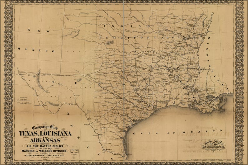 Poster, Many Sizes Available; Civil War Map of Texas Louisiana ...