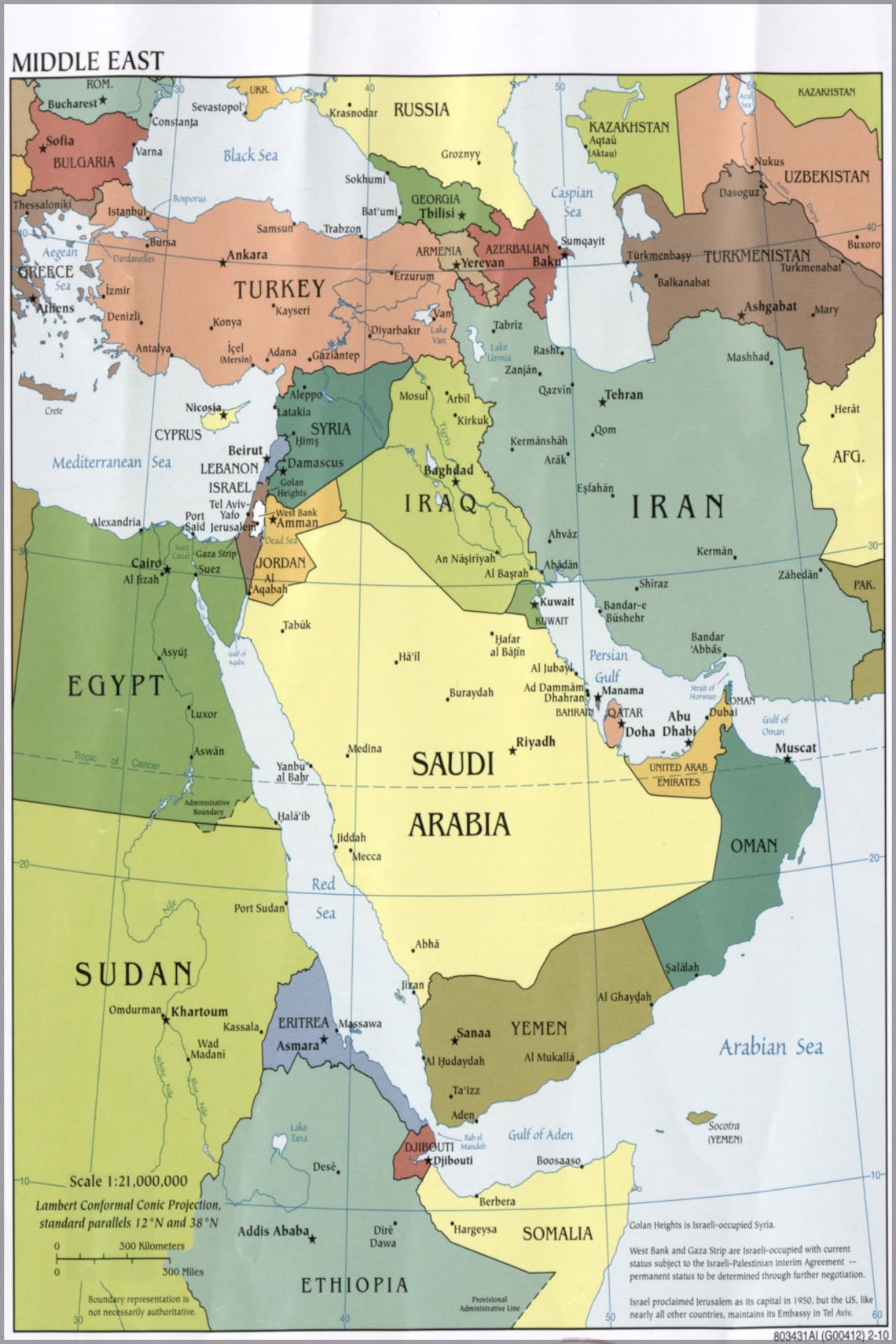 Poster, Many Sizes Available; Cia Map of Middle East Iraq Iran Israel ...