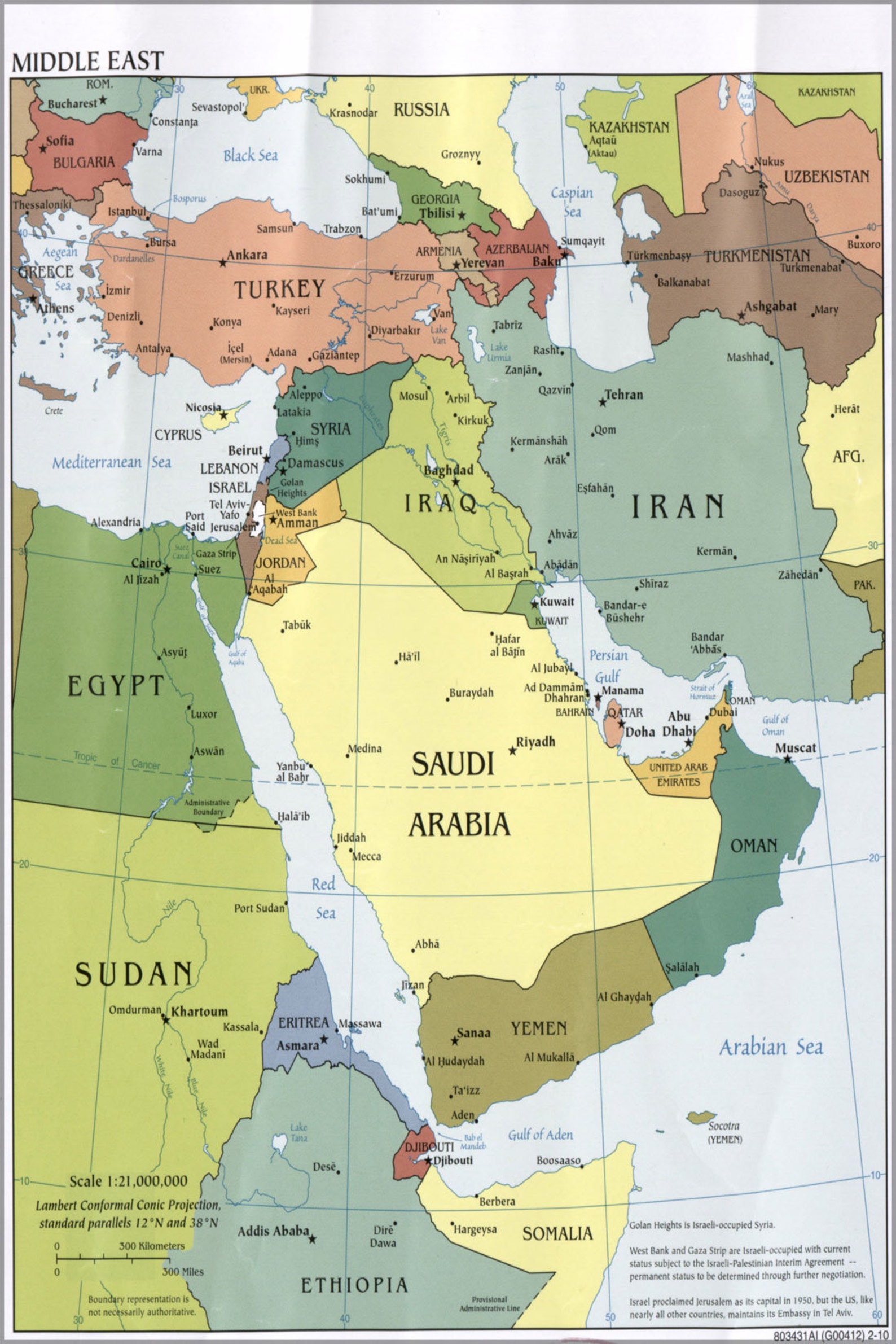 Poster, Many Sizes Available; Cia Map of Middle East Iraq Iran Israel ...
