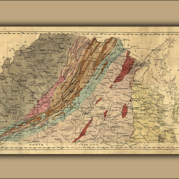 Geologic Map of Virginia - Etsy
