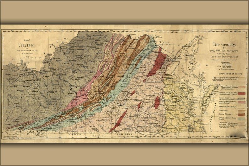 Poster Many Sizes Available Geology Map of Virginia 1874 - Etsy