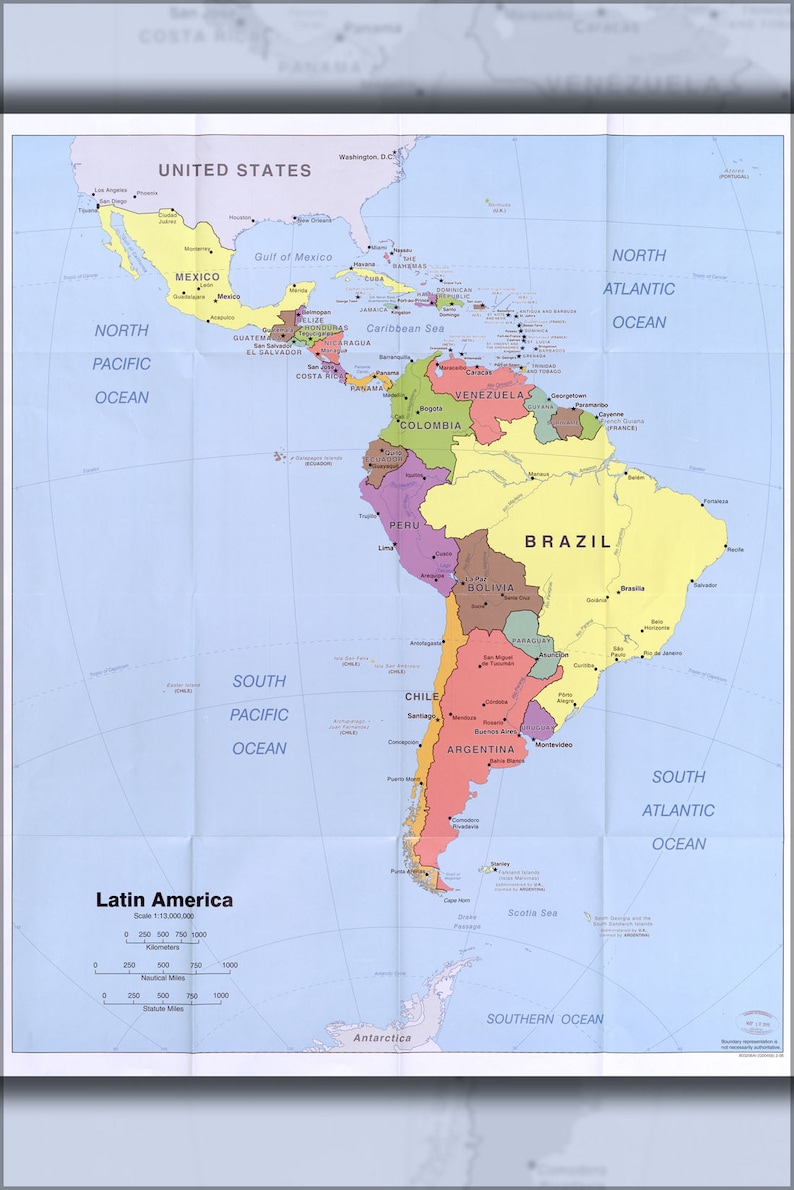 Poster, Many Sizes Available; Cia Map of Latin South America 2006 - Etsy