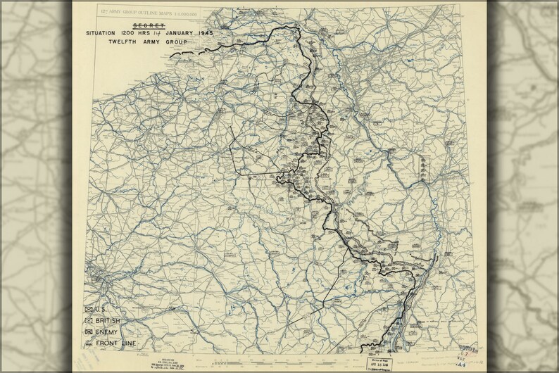 Poster, Many Sizes Available; Map Jan 14, 1945 Battle of the Bulge - Etsy