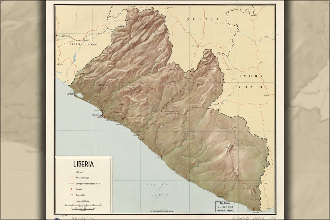 Poster, Many Sizes Available Cia Map of Liberia 1963 - Etsy