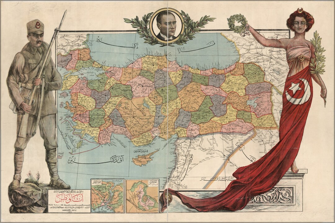 Poster, Many Sizes Available; Map of Turkey 1927 - Etsy