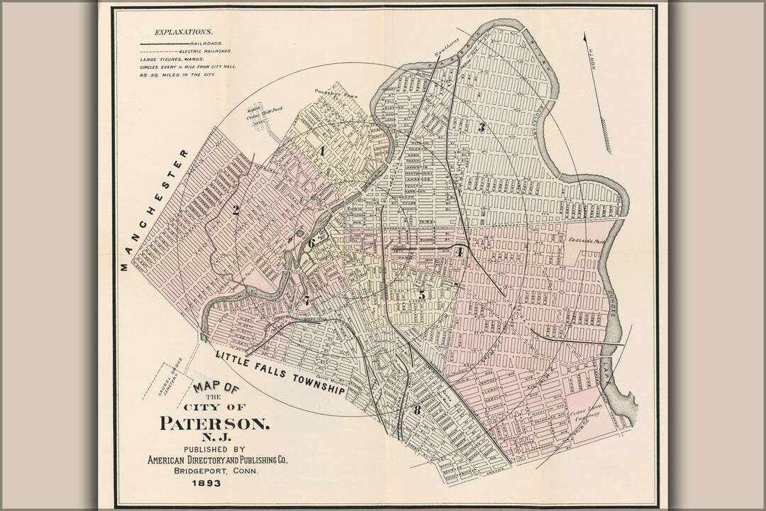 Poster, Many Sizes Available; Map of Paterson, New Jersey 1893 - Etsy