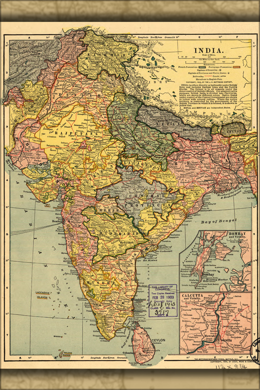 Poster, Many Sizes Available; Map of India 1903 - Etsy
