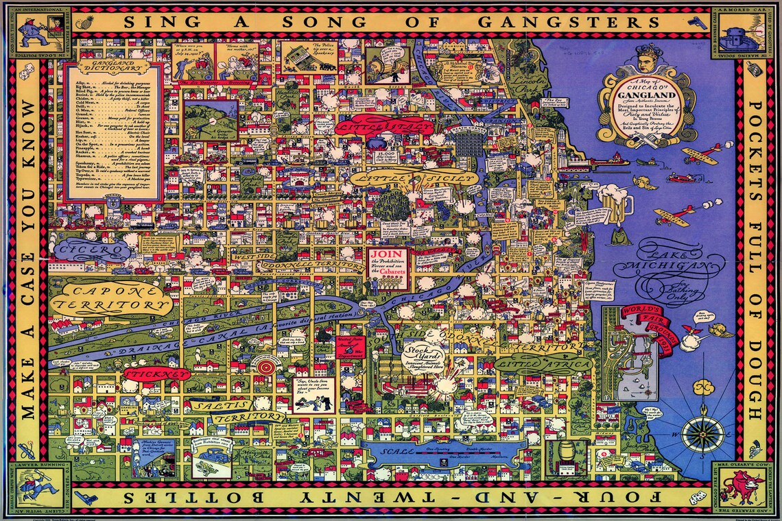 Poster, Many Sizes Available; Map of Chicago Gang Locations, 1931 ...