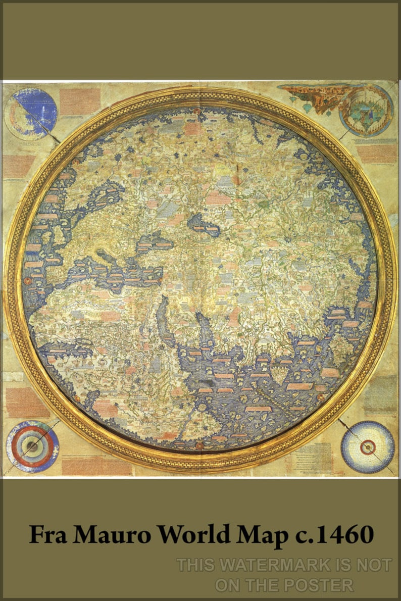 Poster, Many Sizes Available; Fra Mauro World Map C1460 - Etsy