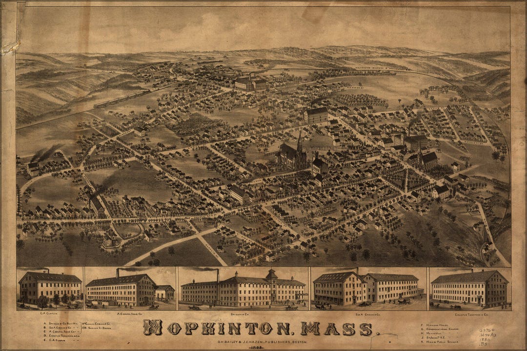 Poster, Many Sizes Available; Map of Hopkinton, Massachusetts 1880 - Etsy