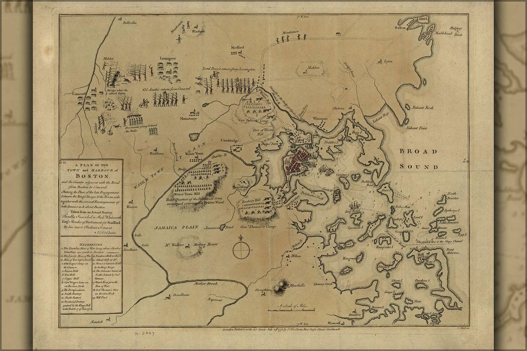 Poster, Many Sizes Available; Map of 1775 Battle of Lexington, Concord ...