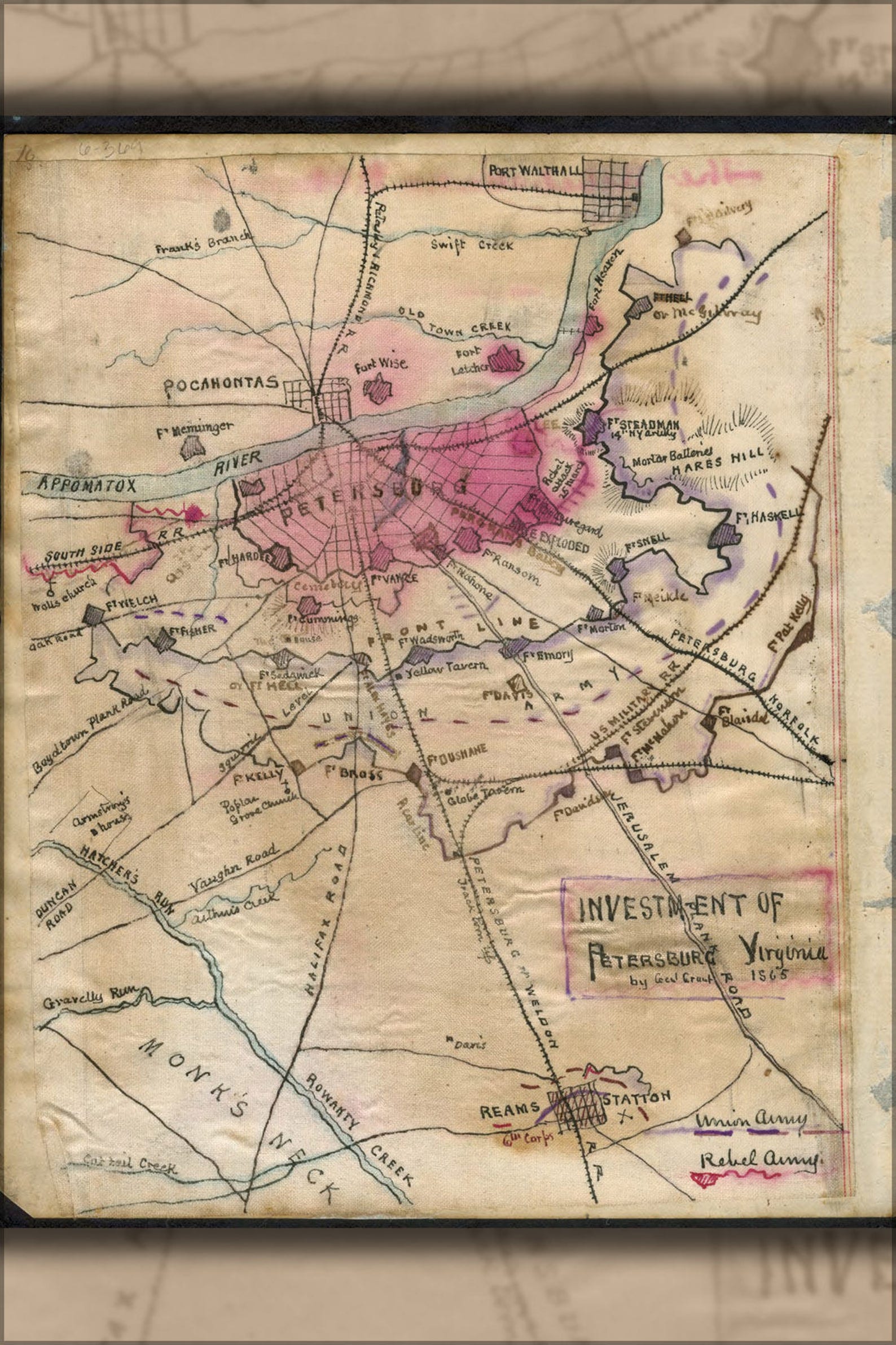 Poster, Many Sizes Available; Map of Petersburg Virginia Fortifications ...