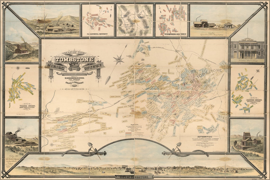 Poster, Many Sizes Available; Map of Tombstone Arizona Territory 1881 ...