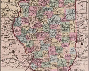 Poster Many Sizes Available Map Of Illinois Central Railroad