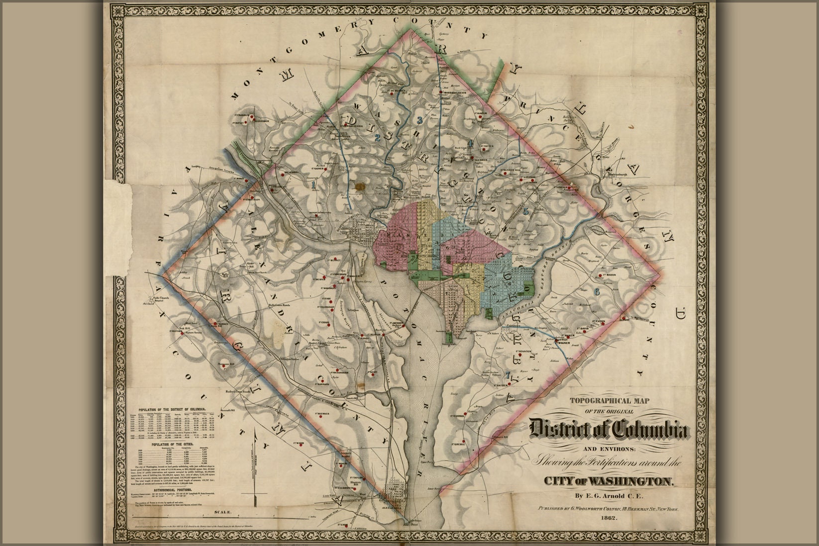 Poster, Many Sizes Available; 1862 Map of Washington D.c. and Civil War ...