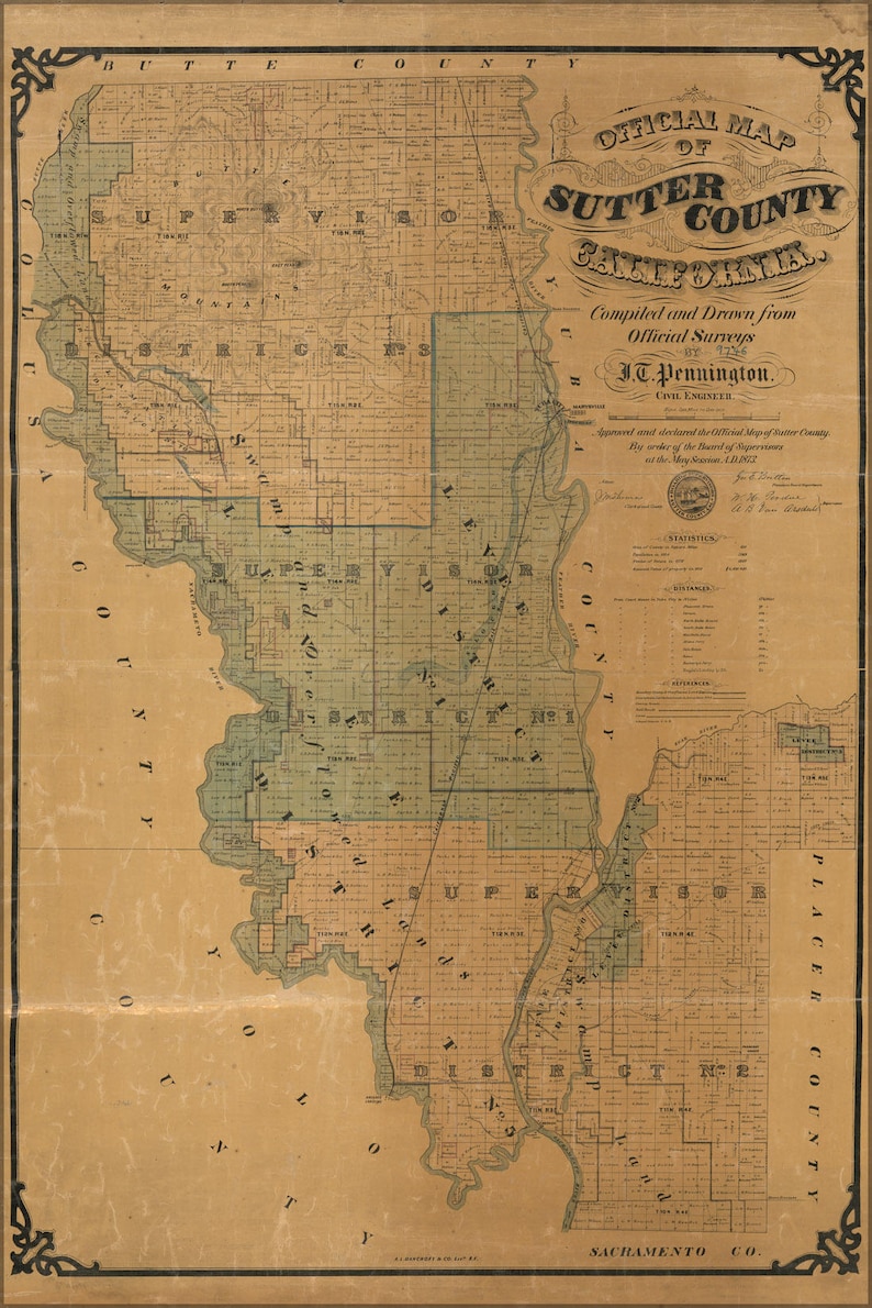 Poster, Many Sizes Available; Official Map of Sutter County, California ...