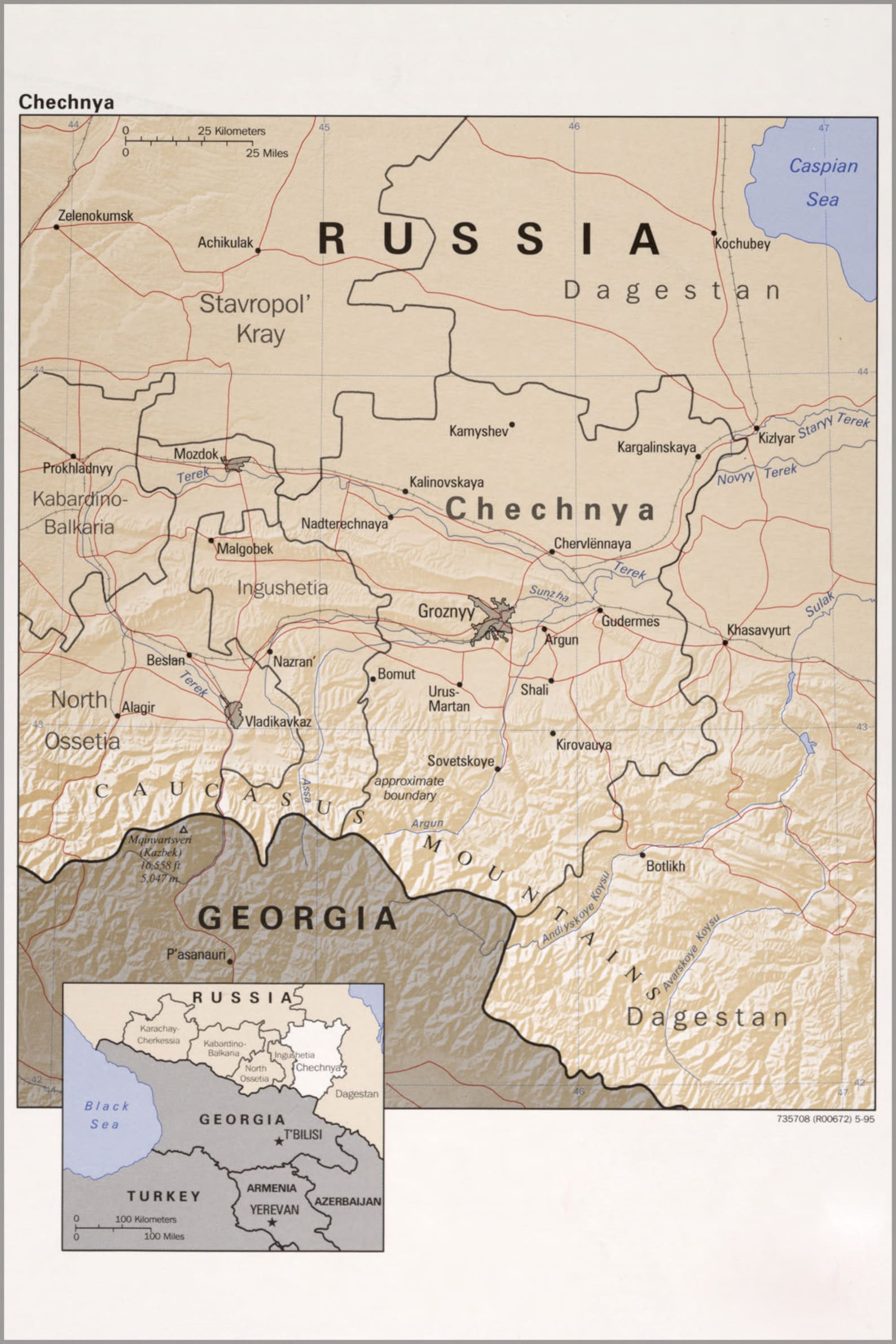 Poster, Many Sizes Available; Cia Map of Chechnya 1995 - Etsy