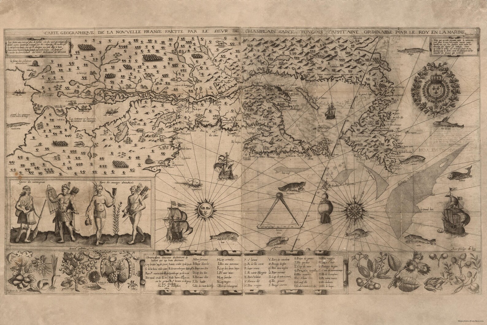 Poster, Many Sizes Available; New France Map (samuel De Champlain, 1612 ...