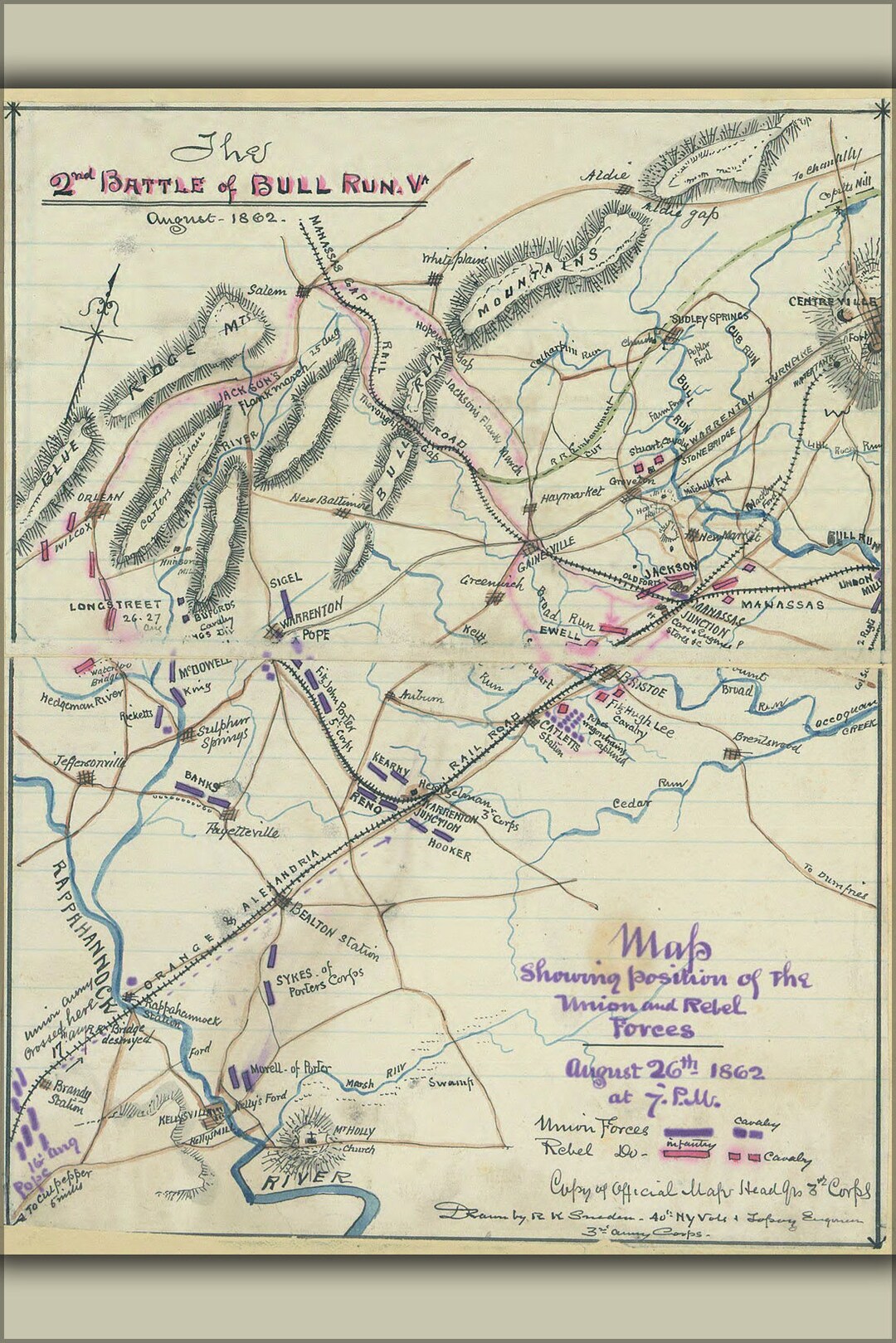 Poster, Many Sizes Available; Map Second Battle of Bull Run, Va ...