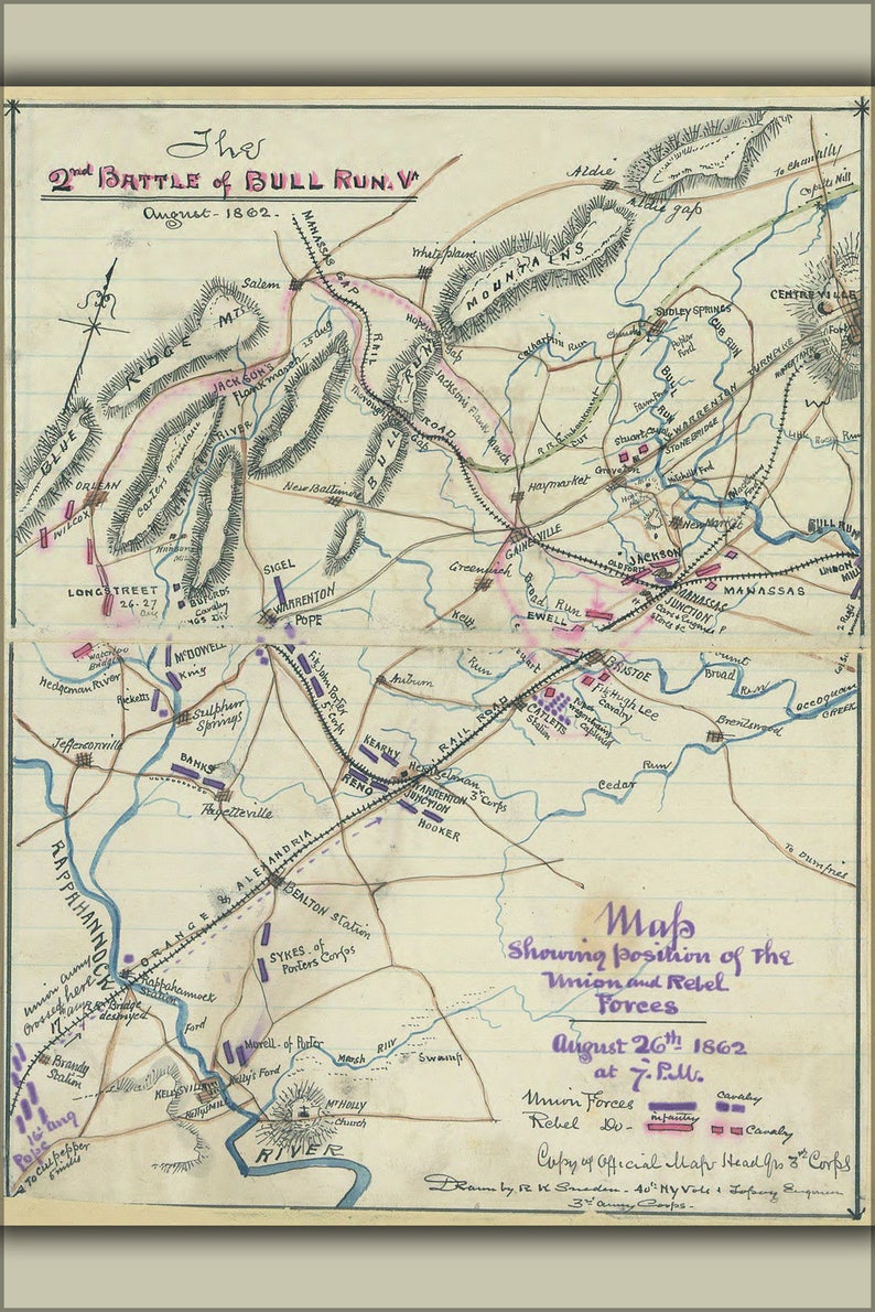 Poster, Many Sizes Available; Map Second Battle of Bull Run, Va ...