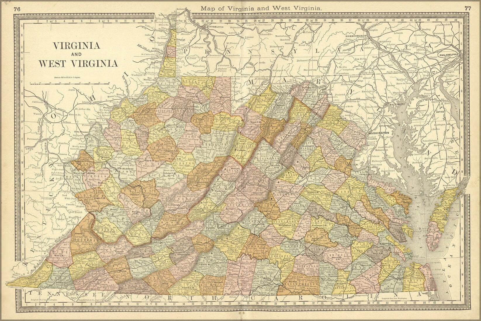 Poster, Many Sizes Available; Map of West Virginia & Virginia 1881 - Etsy