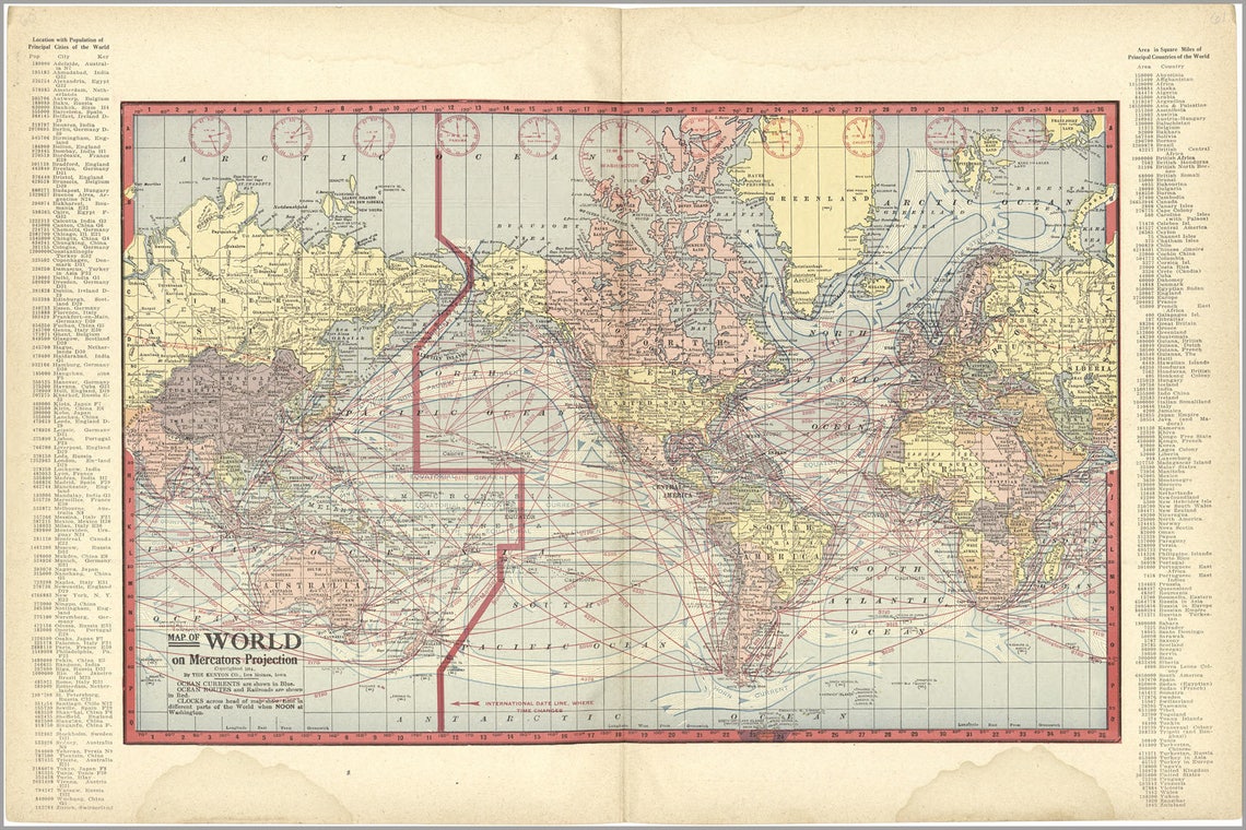 Poster, Many Sizes Available; Map of World on Mercator Projection 1914 ...